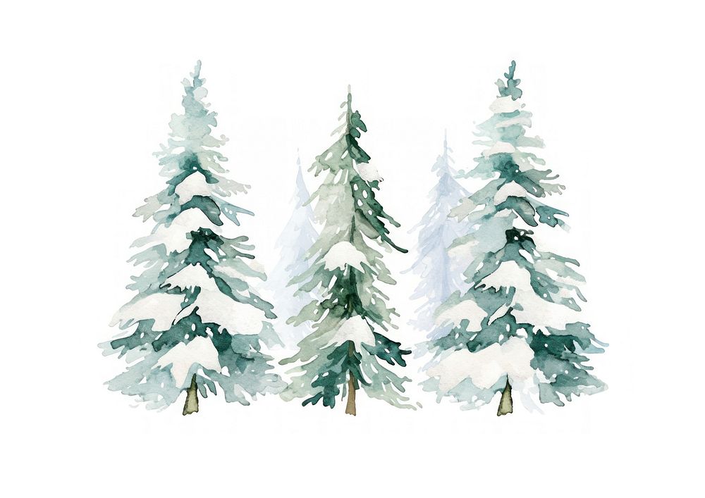 Simple pine trees snow coverd | Free Photo Illustration - rawpixel