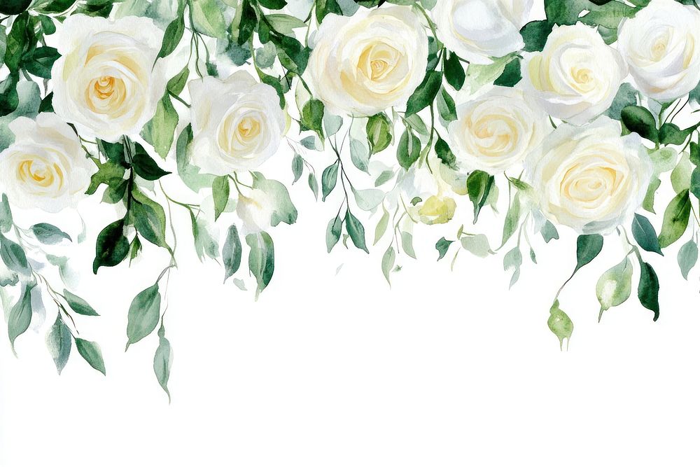 Hanging white roses illustration watercolor | Premium Photo ...