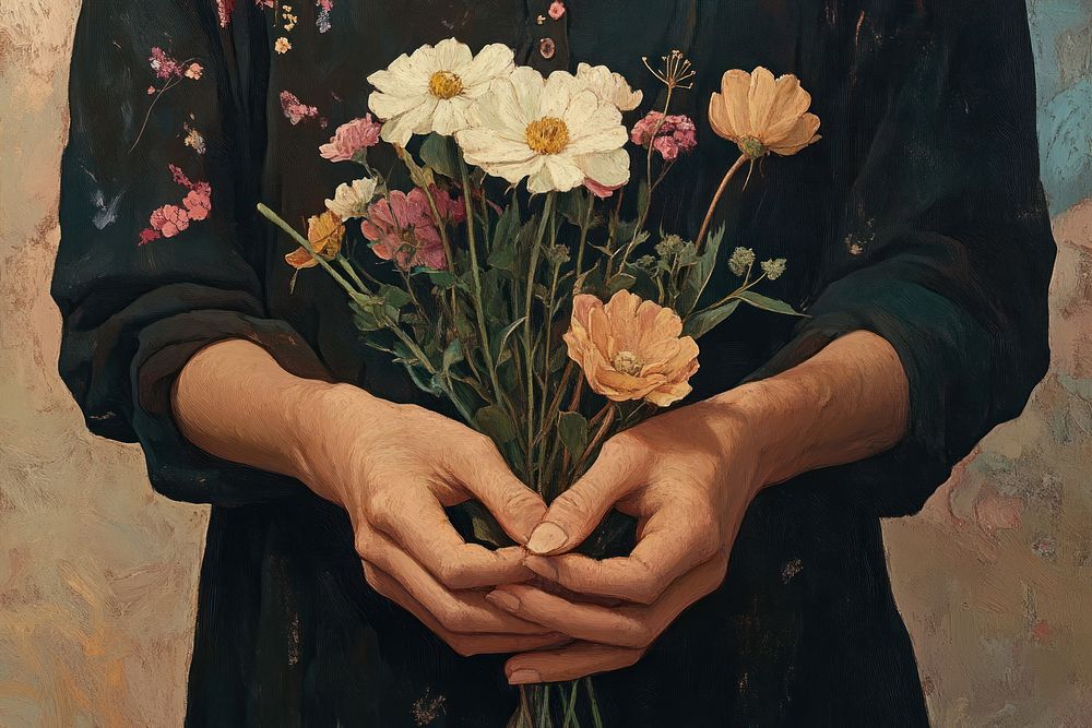 Person holding flowers person hands | Free Photo Illustration - rawpixel