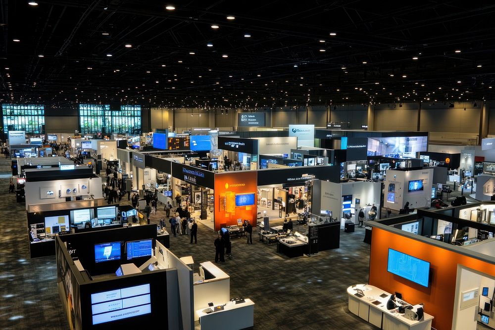 Bustling high-tech convention displays architecture | Free Photo - rawpixel