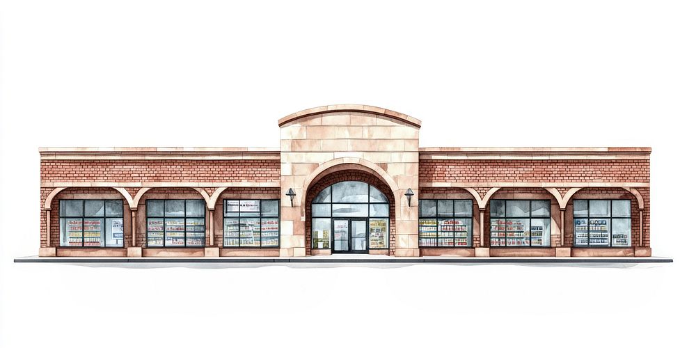 American brick supermarket facade building | Free Photo Illustration ...