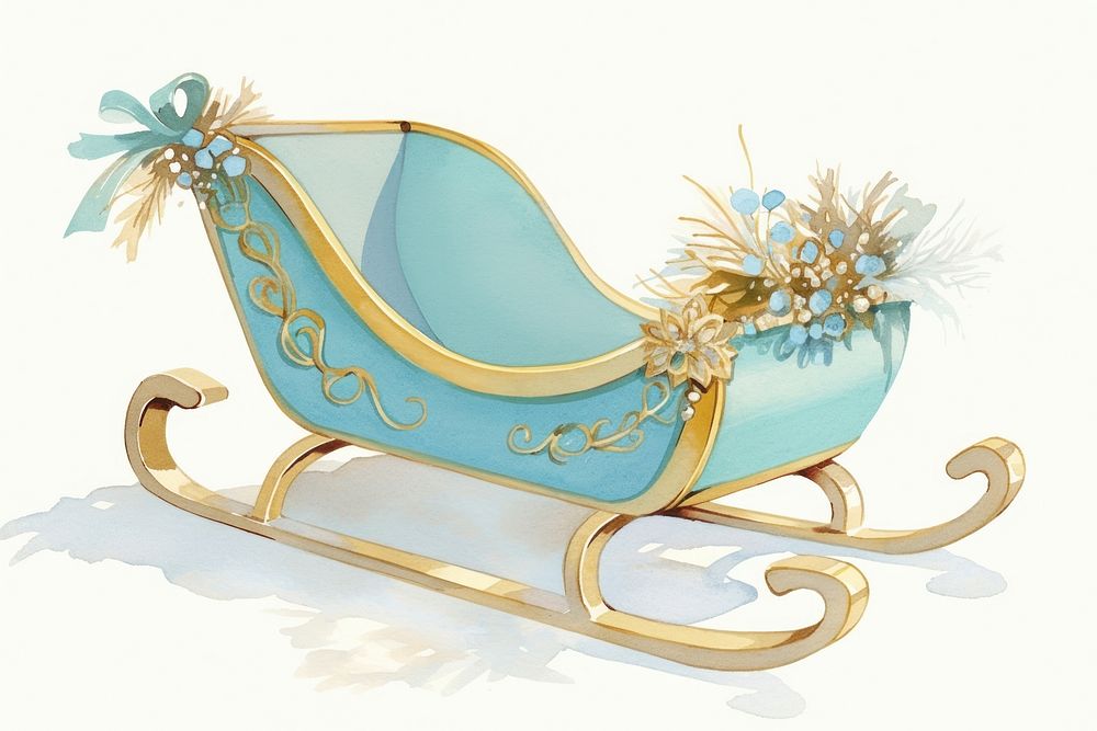baby blue Sled illustration winter | Free Photo Illustration - rawpixel