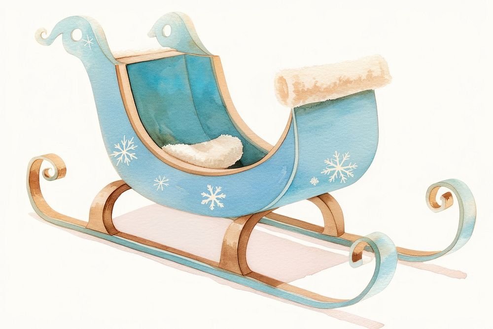 baby blue Sled illustration winter | Free Photo Illustration - rawpixel