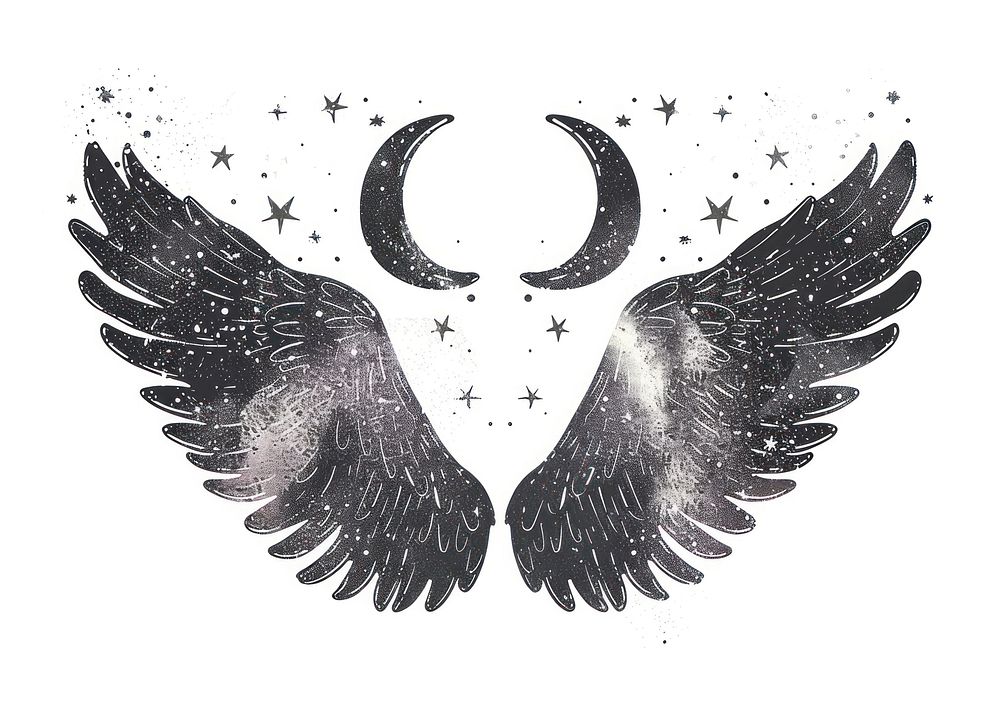Celestial illustration Wings Crescent Moons | Free Photo Illustration ...