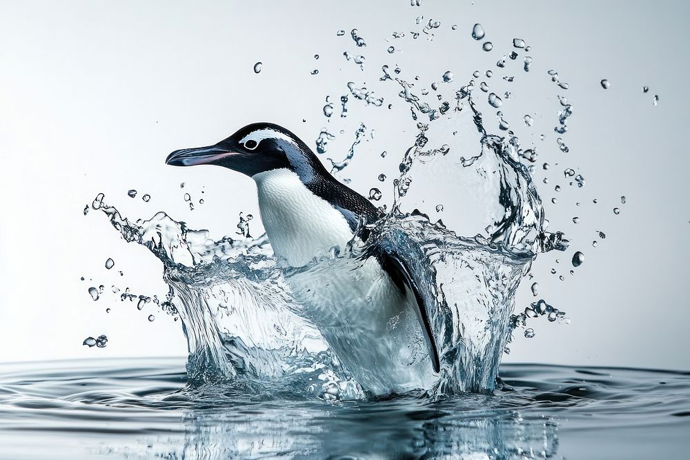 Penguin photography splash water. | Free Photo - rawpixel