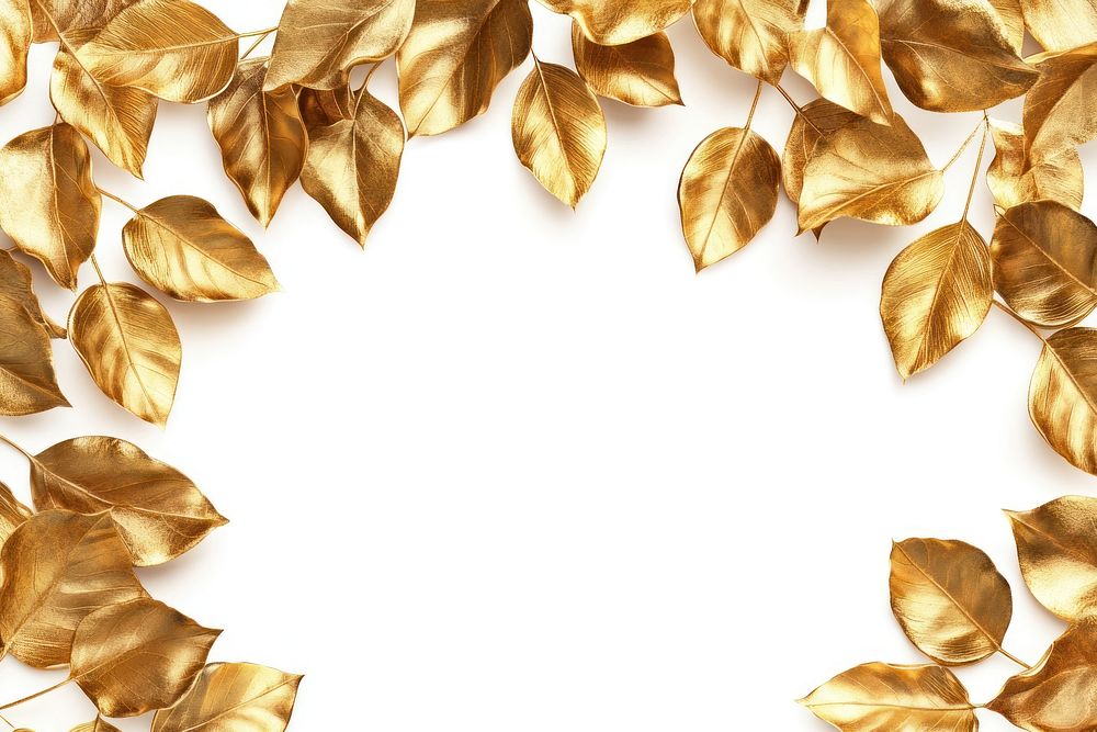 Gold leaves border leaf illustration | Free Photo Illustration - rawpixel