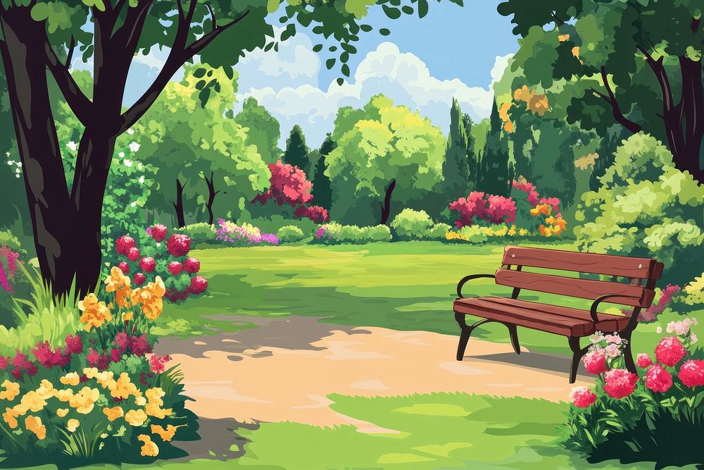 Vibrant park scene illustration | Free Photo Illustration - rawpixel