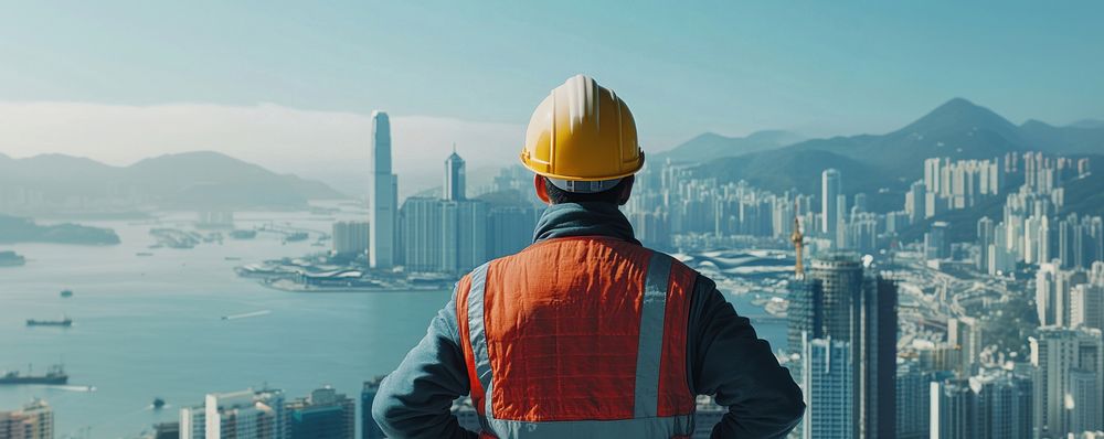 Engineer overlooking urban skyline. | Free Photo - rawpixel