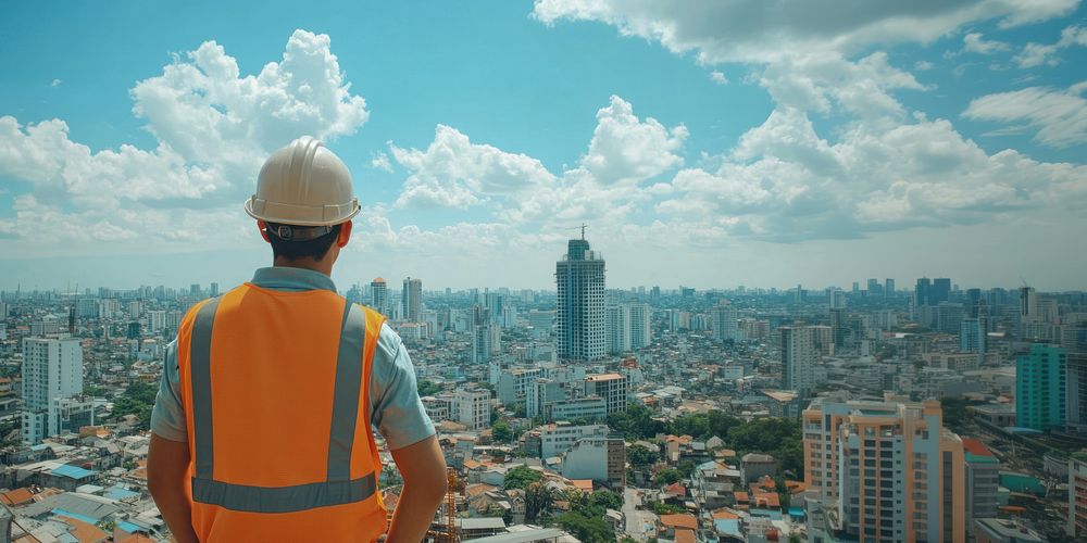 Engineer overseeing urban skyline development. | Free Photo - rawpixel