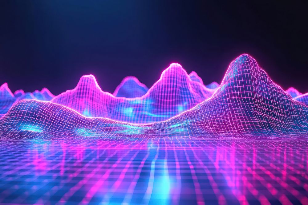 Futuristic neon digital landscape | Free Photo Illustration - rawpixel