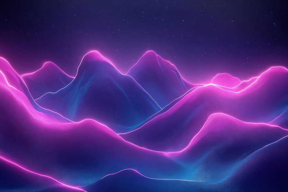 Vibrant neon mountainscape at night. | Free Photo Illustration - rawpixel