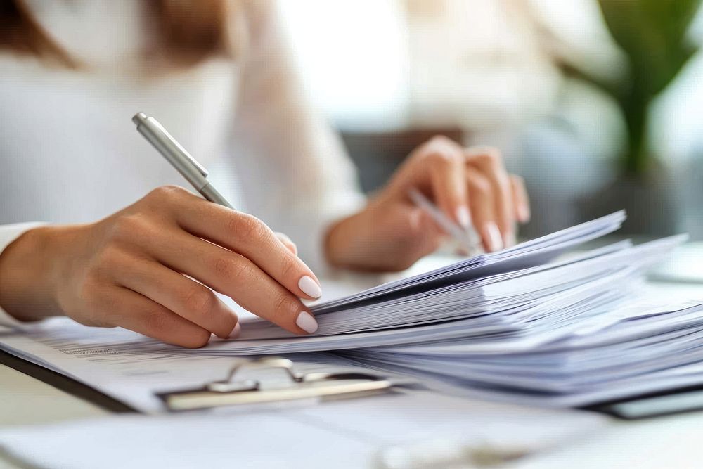 Businesswoman hands documents writing office. | Free Photo - rawpixel