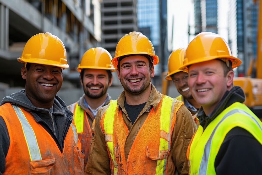 Happy construction workers on site. | Free Photo - rawpixel