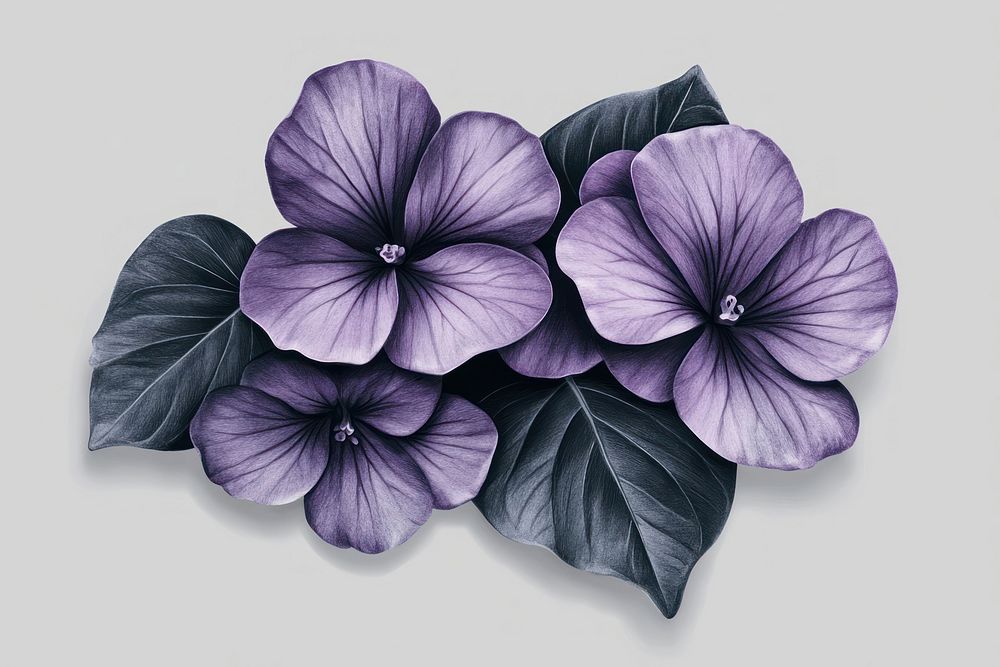 Violet blooms illustration flowers leaves. | Free Photo Illustration ...