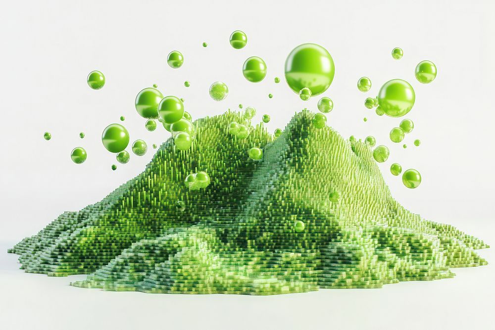 Green pixelated hill dissolving bubbles | Free Photo Illustration ...
