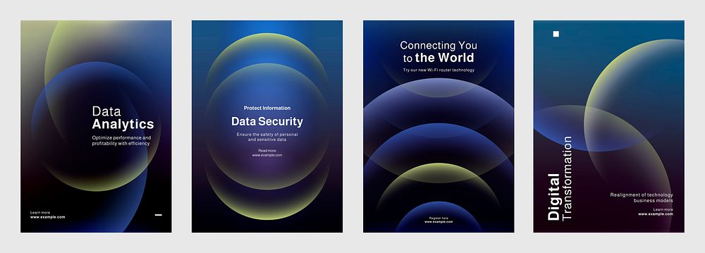 Set four data technology-themed posters, | Free Vector - rawpixel