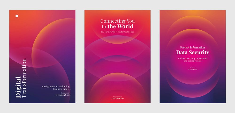 Three tech-themed posters showcasing innovative | Free Vector - rawpixel
