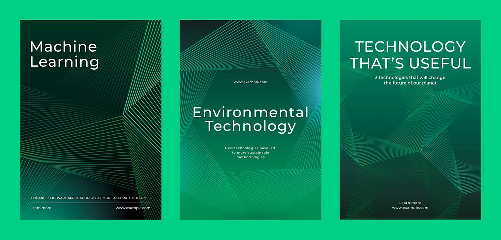 Green technology posters abstract lines. | Free Vector - rawpixel