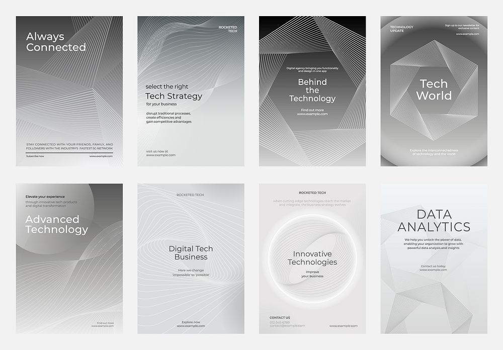 Set tech-themed posters abstract designs. | Free Vector - rawpixel