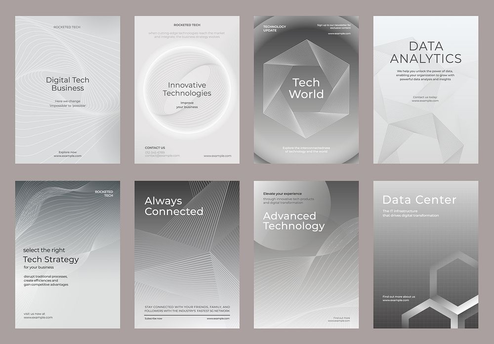 Set tech posters abstract designs. | Free Vector - rawpixel