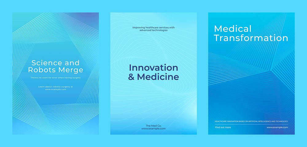 Blue-themed posters featuring innovation, science, | Free Vector - rawpixel
