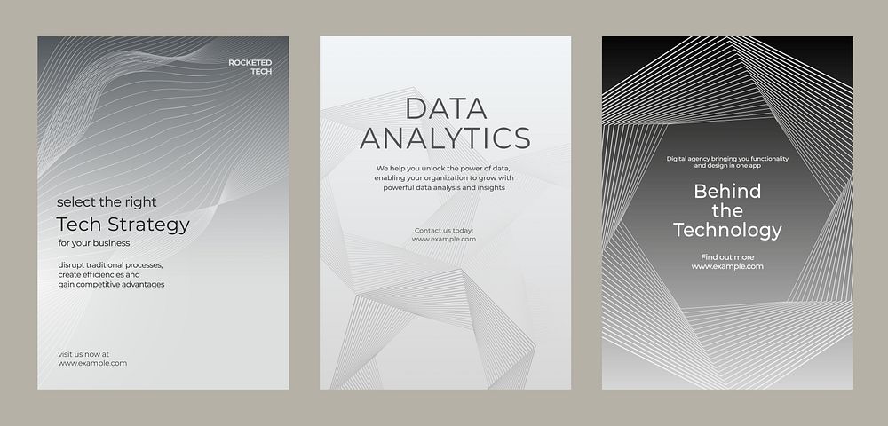 Three tech-themed posters abstract geometric | Free Vector - rawpixel