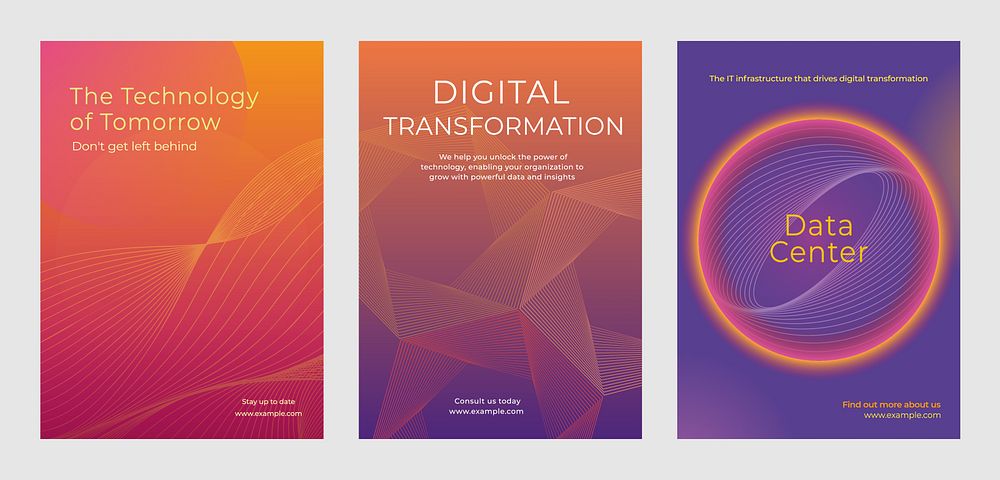 Three digital transformation posters abstract | Free Vector - rawpixel