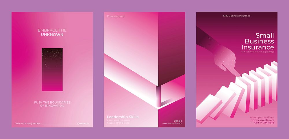Three pink posters abstract designs. | Free Vector - rawpixel