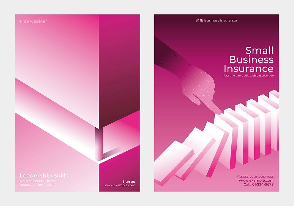 Pink business insurance posters abstract | Free Vector - rawpixel