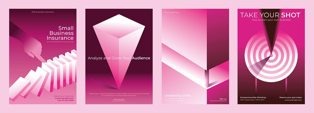 Set four pink business posters. | Free Vector - rawpixel