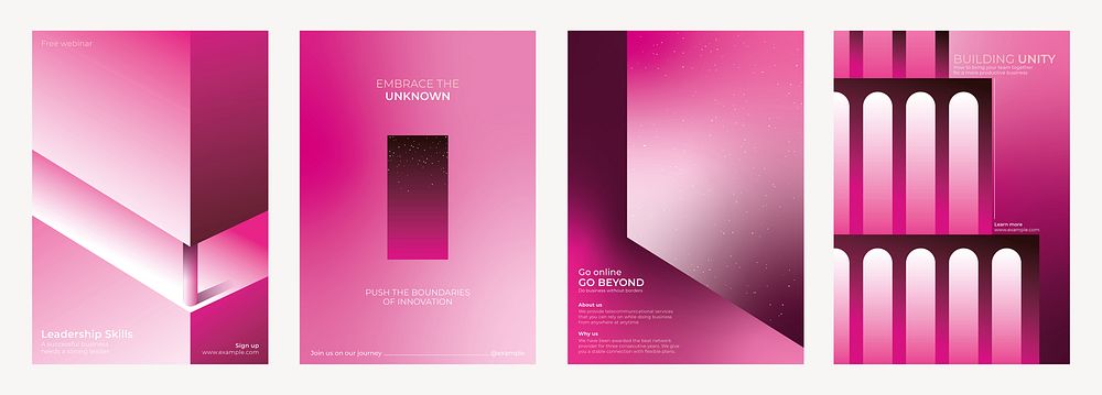 Set four pink abstract posters | Free Vector - rawpixel