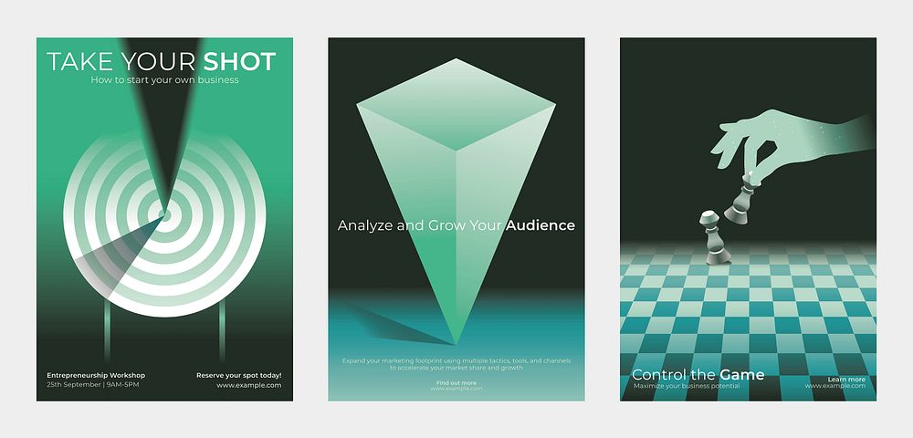 Three business posters: target and | Free Vector - rawpixel