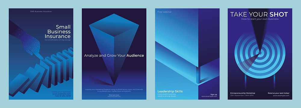 Set four business-themed posters. Keywords: | Free Vector - rawpixel