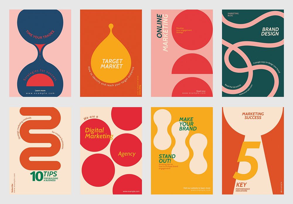 Colorful marketing posters bold typography. | Free Vector - rawpixel