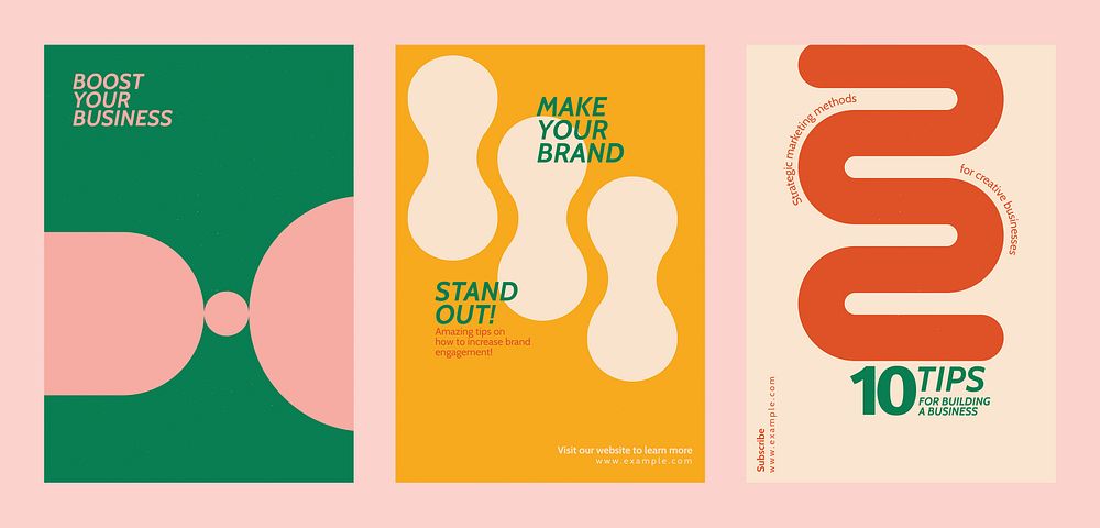 Three colorful business posters. Boost | Free Vector - rawpixel