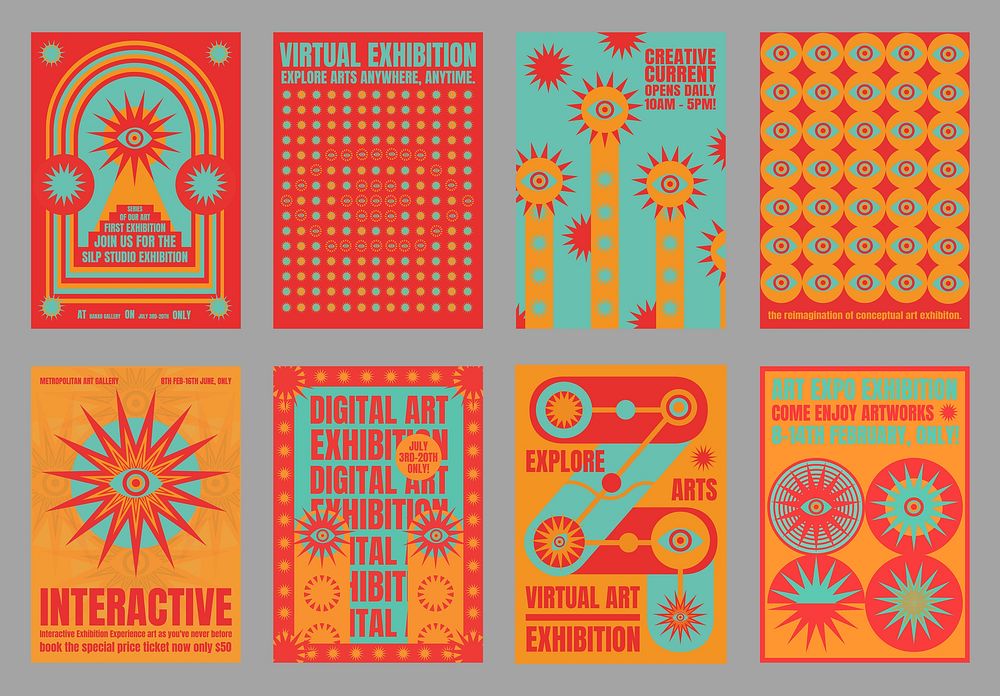 Colorful digital art exhibition posters. | Free Vector - rawpixel