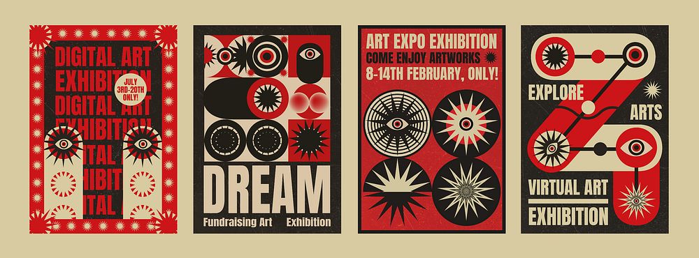 Retro psychedelic art exhibition posters | Free Vector - rawpixel
