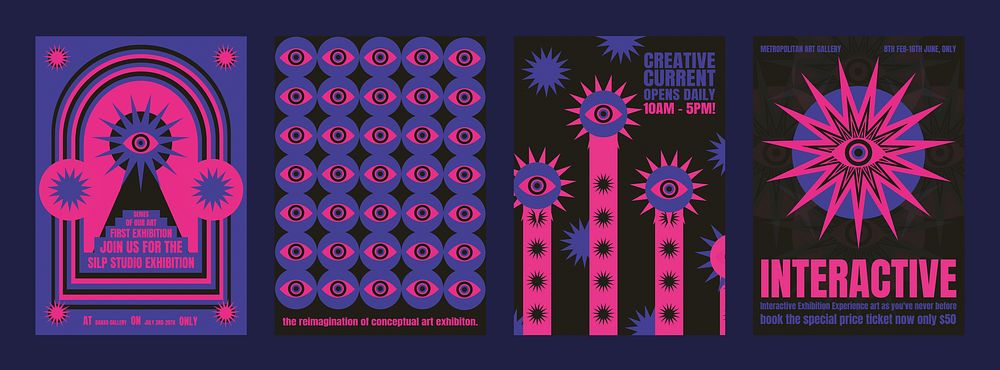 Vibrant exhibition posters abstract eye | Free Vector - rawpixel
