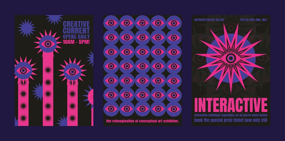 Vibrant art exhibition posters bold | Free Vector - rawpixel