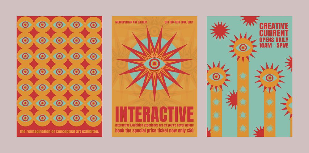 Colorful psychedelic retro art posters | Free Vector - rawpixel