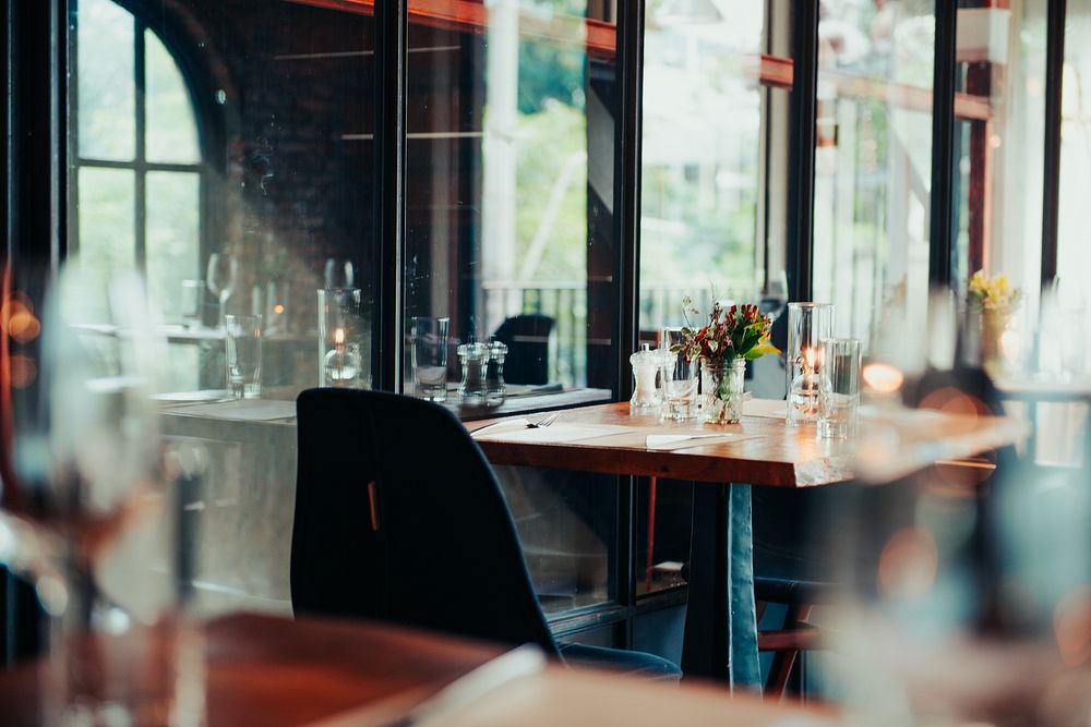 Cozy cafe interior wooden tables, | Premium Photo - rawpixel