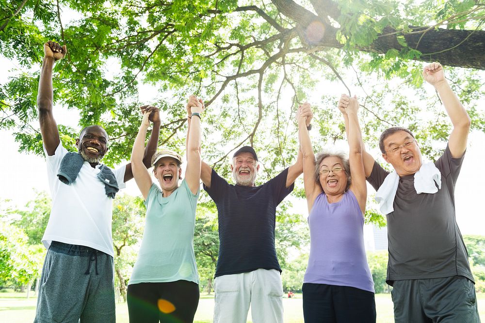 Group diverse seniors celebrating outdoors. | Free Photo - rawpixel