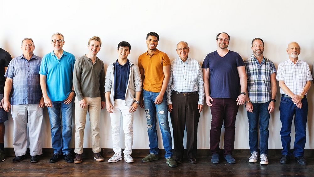 Group diverse men standing line, | Free Photo - rawpixel