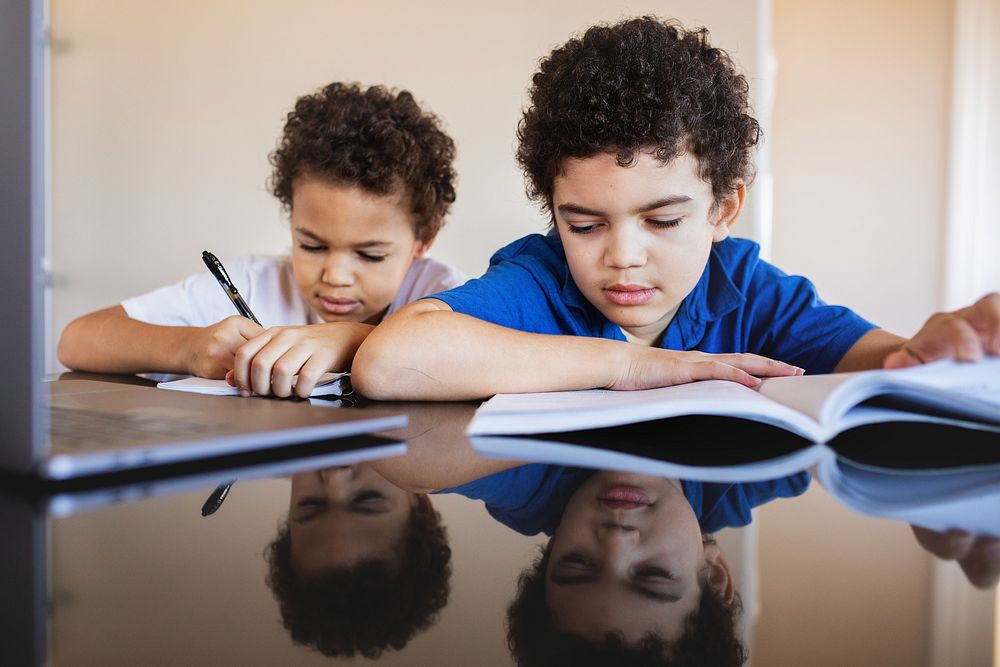 Two children study home, do | Free Photo - rawpixel