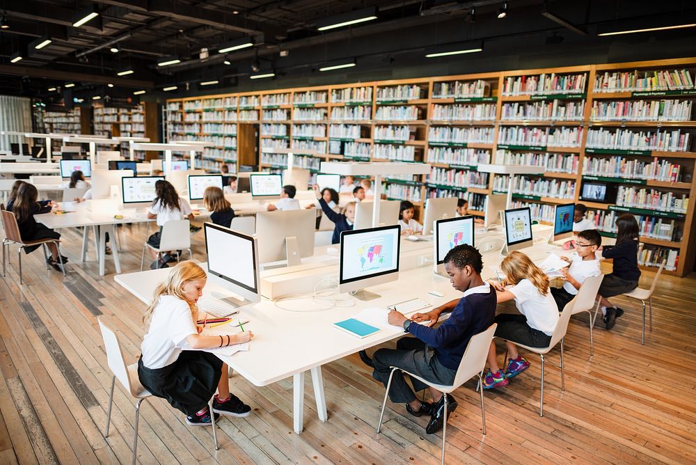 Children library using computers. Diverse | Premium Photo - rawpixel