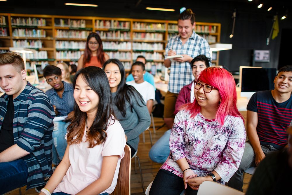 diverse group young adults library | Free Photo - rawpixel