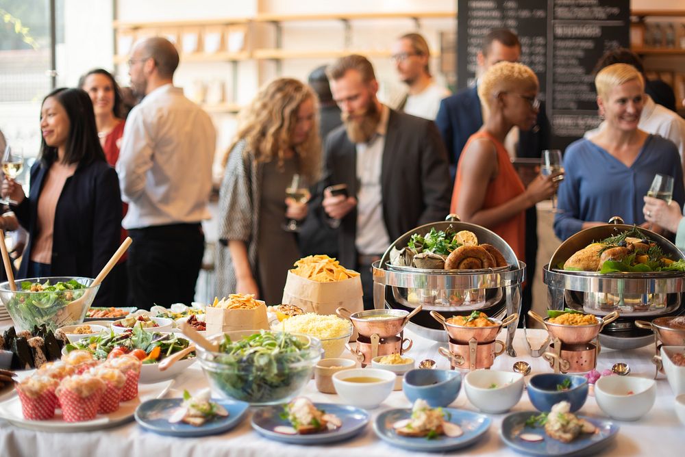 diverse group people buffet food | Free Photo - rawpixel