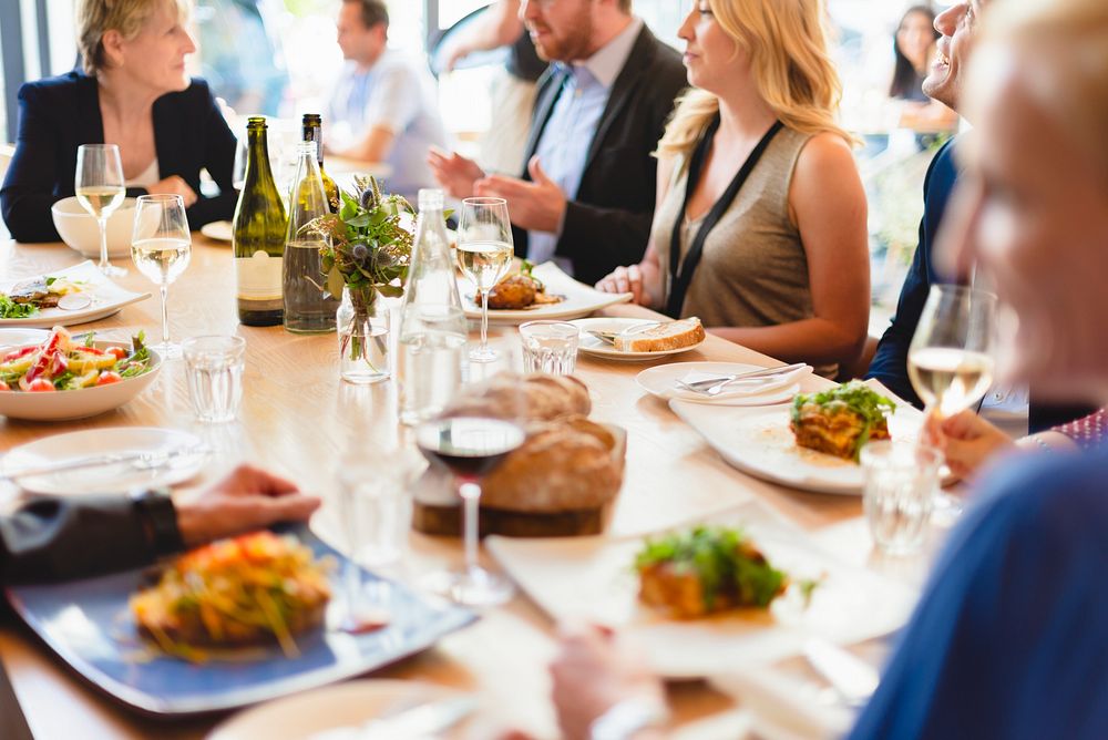 Group dining restaurant. People enjoying | Premium Photo - rawpixel