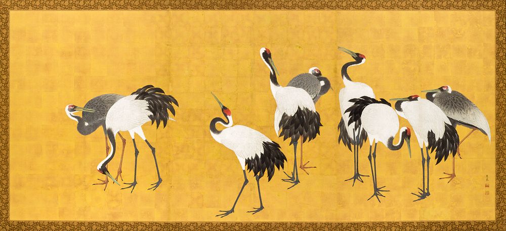 Cranes Maruyama Okyo. Original public | Free Photo Illustration - rawpixel