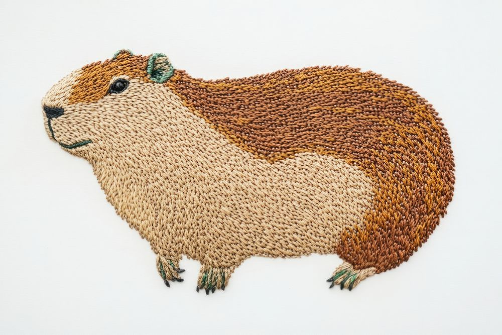 capybara embroidery style animal needlework | Free Photo - rawpixel